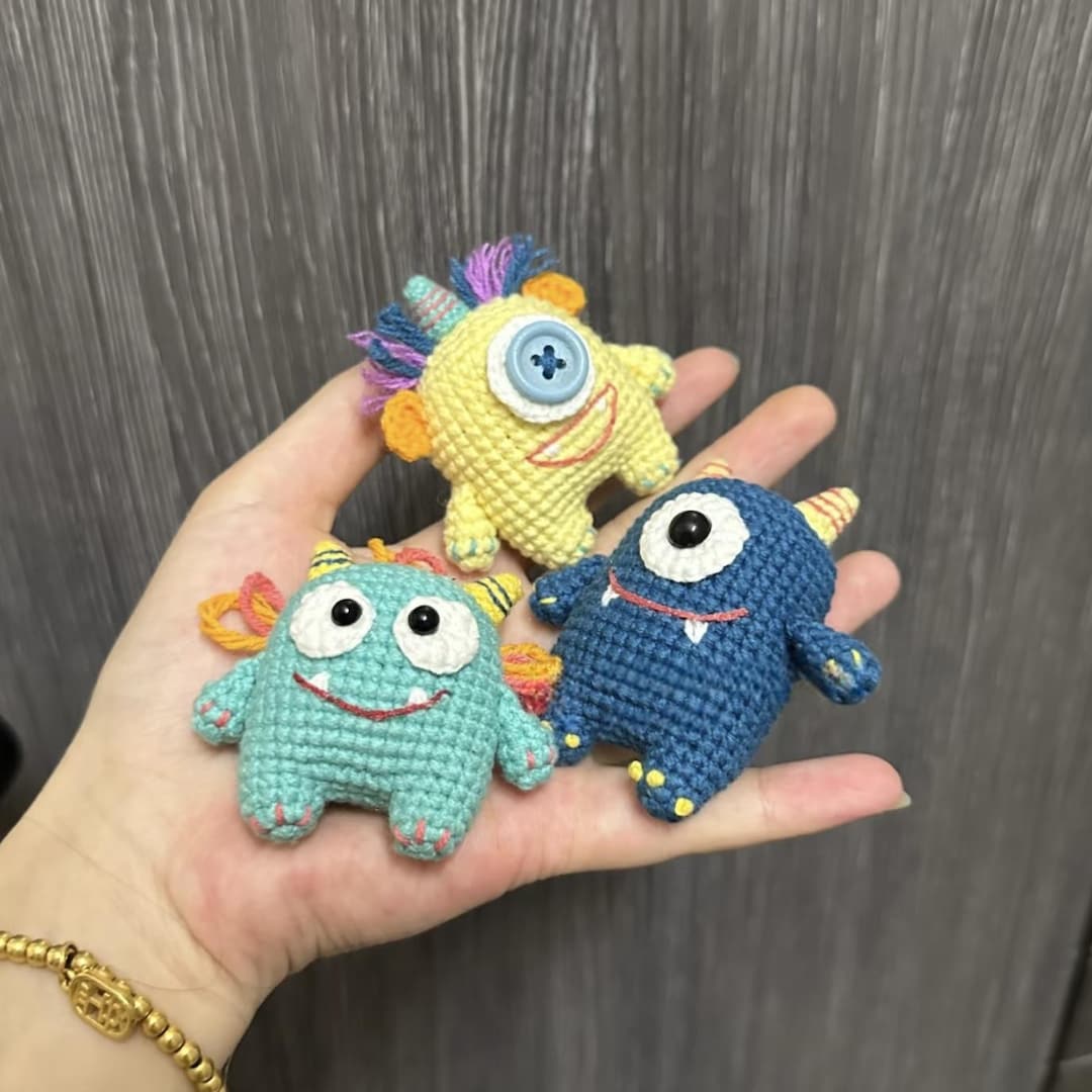 Monster PDF Crochet Pattern, Mini Monster Crochet Funny Keychain ...