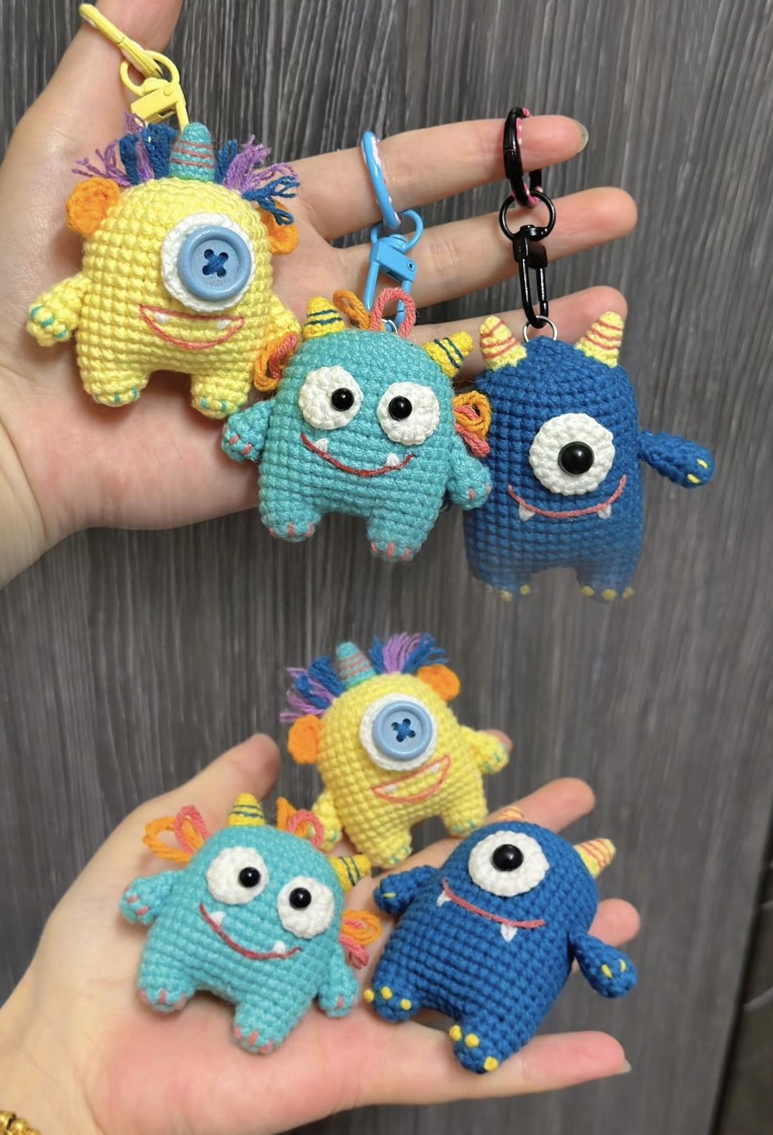 Monster PDF Crochet Pattern, Mini Monster Crochet Funny Keychain ...