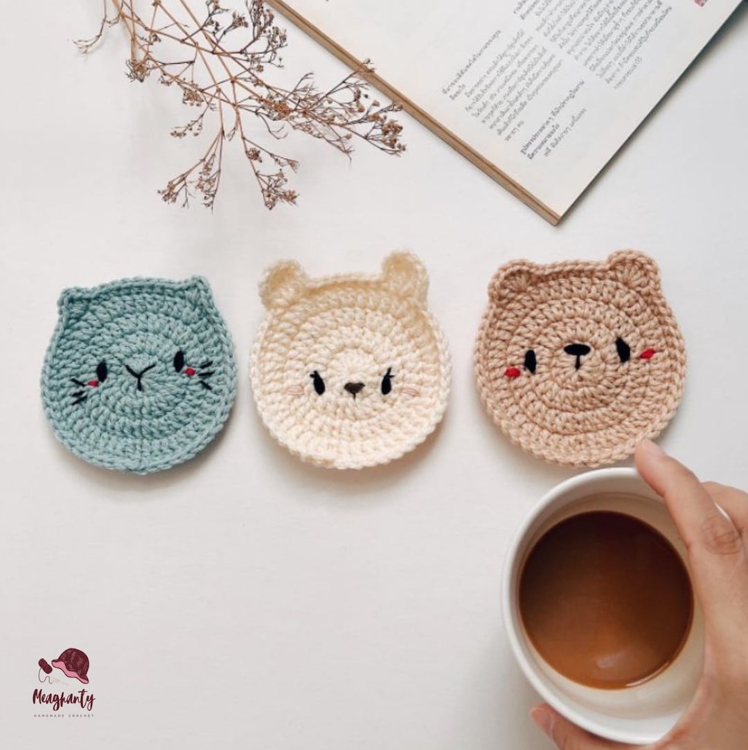 Cute Bear Coaster Crochet Pattern, Cute Bear Design, Home Decor and ...