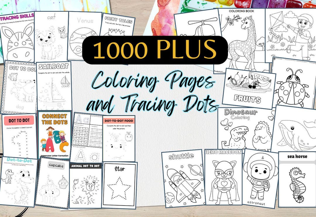 1000 + Coloring Pages and Tracing Dots Bundle - Etsy