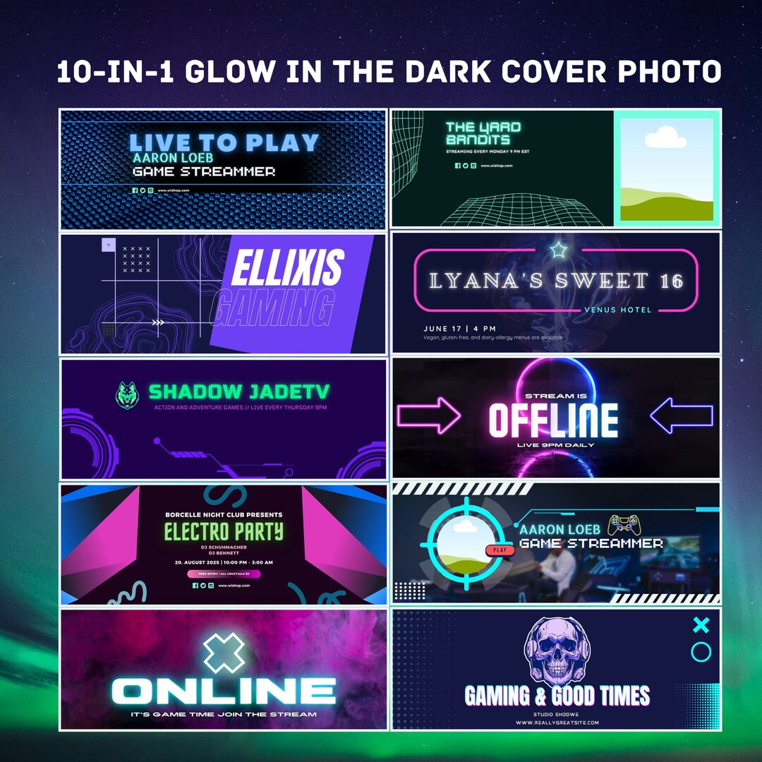 20-in-1 Glow in the Dark Youtube Banner - Etsy