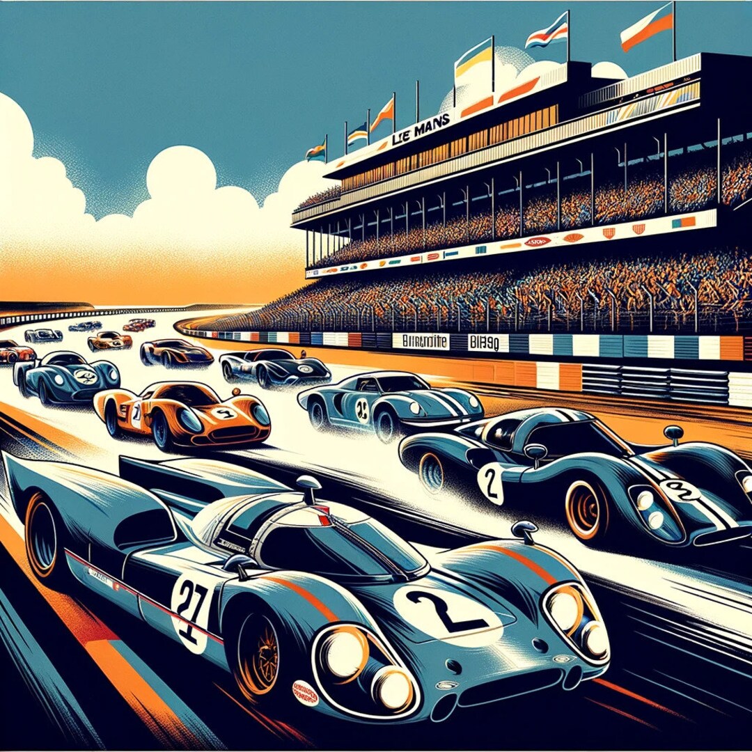 Vintage Car Racing, Le Mans, Wall Dekar, Poster, Digital Art, Wall Art ...