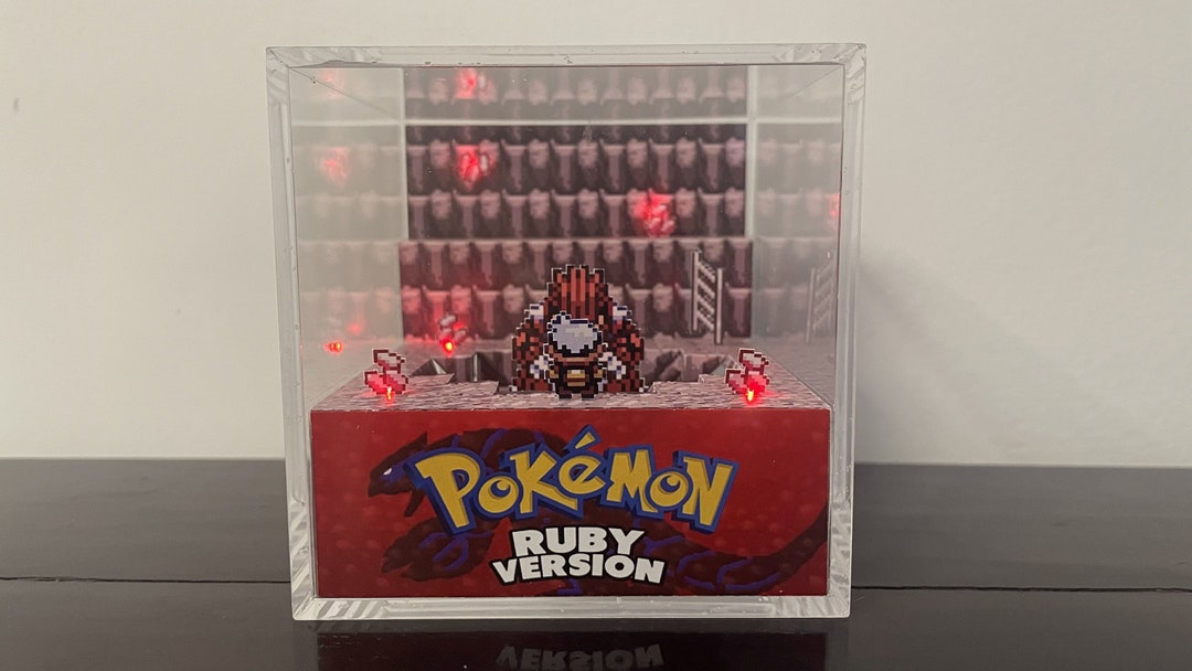 Pokemon Ruby Groundon LED 3D Diorama Cube Pokemon Gift Art Gifts Fanart ...