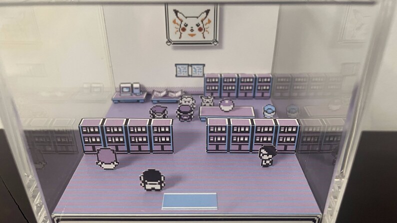 Pokemon Oak Lab Yellow 3D Diorama Cube Pokemon Gift Art Gifts Fanart ...