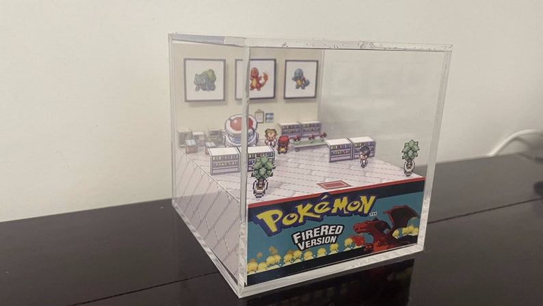Pokemon Oak Lab Firered/leafgreen 3D Diorama Cube Pokemon Gift Art ...