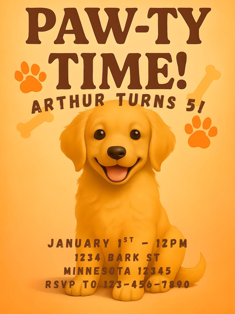 Paw-ty Time Party Invitation - Etsy