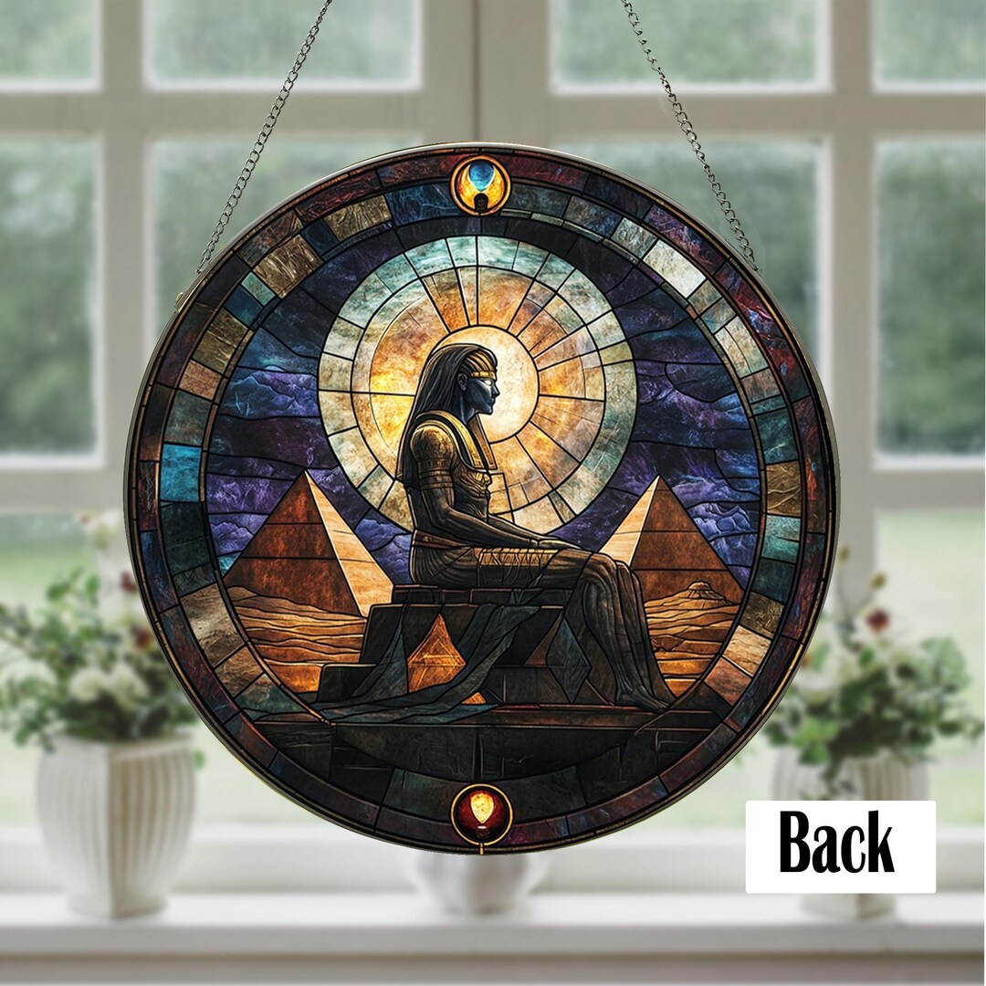 Gothic Egyptian God Stained Glass Suncatcher – Unique Window Hanging ...