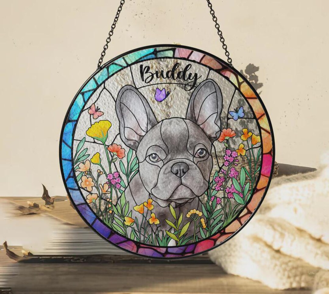 Dog Memorial Stained Glass Suncatcher – Custom Pet Tribute Keepsake ...