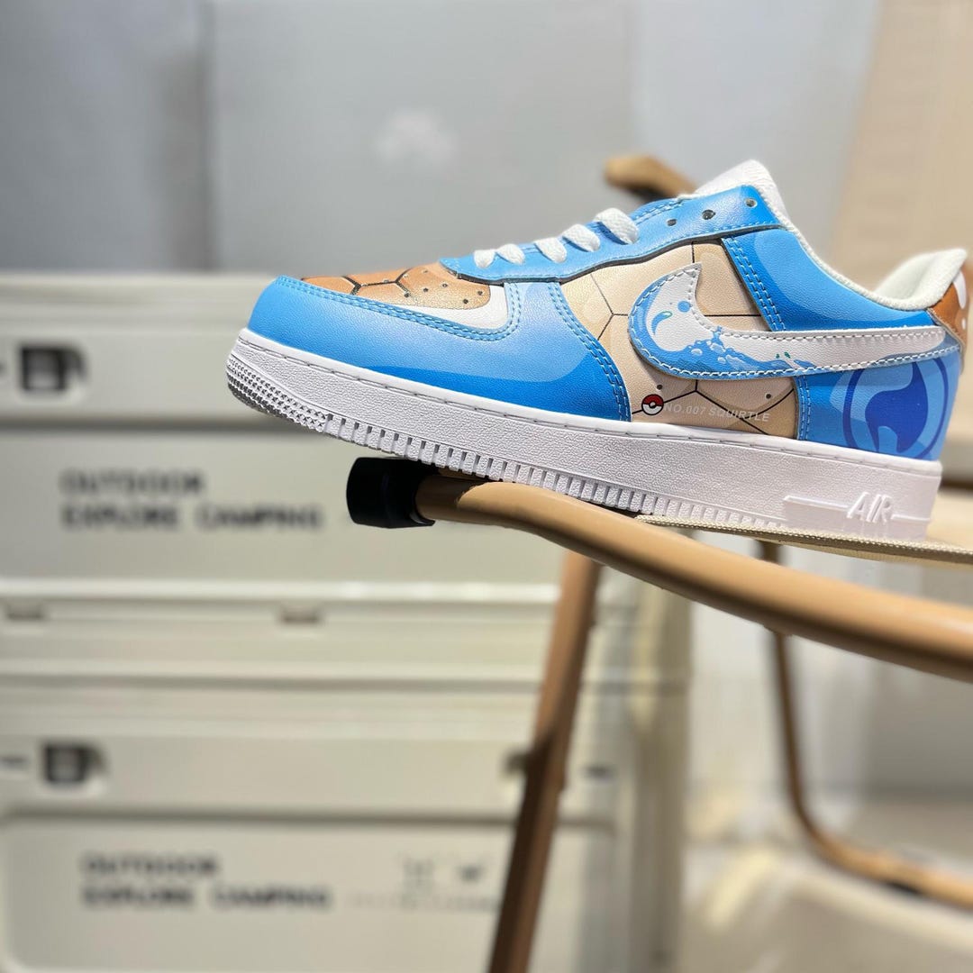 Custom Squirtle Pokemon Air Force 1 Sneakers, Graffiti Water Pattern - Etsy