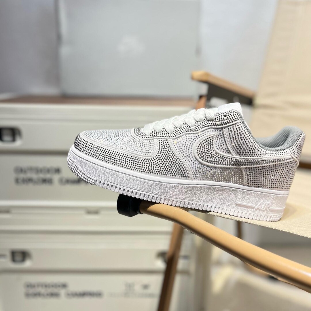 Custom AF1 Sneakers, Custom Air Force 1 Shoes, Handmade ,white Glitter ...