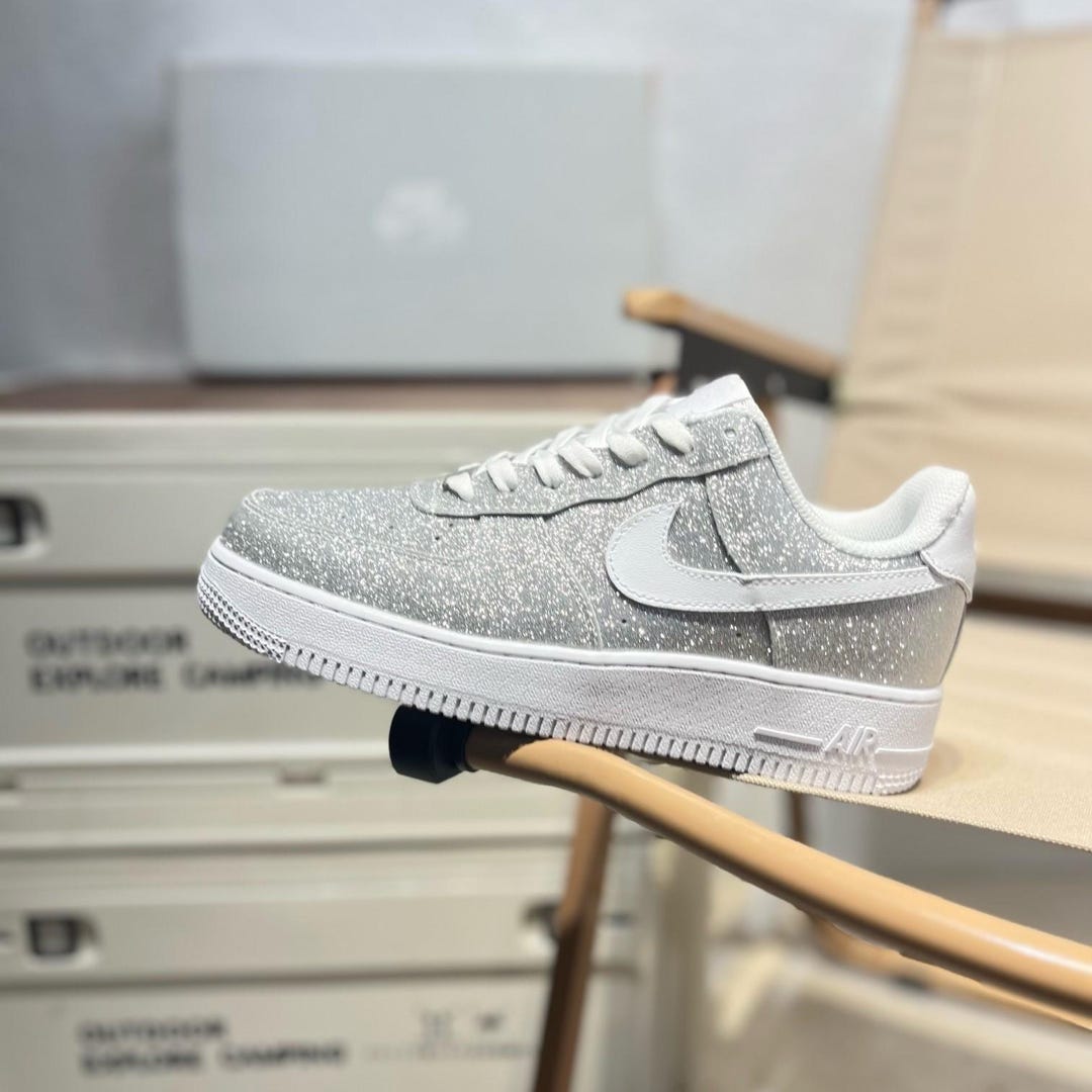 Custom AF1 Sneakers, Custom Air Force 1 Shoes, Handmade ,white Glitter ...