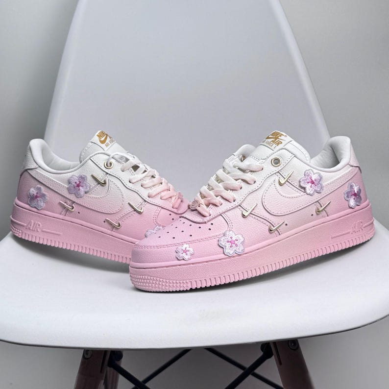 Custom AF1 Sneakers, Custom Air Force 1 Shoes, Handmade, Pink Drop ...