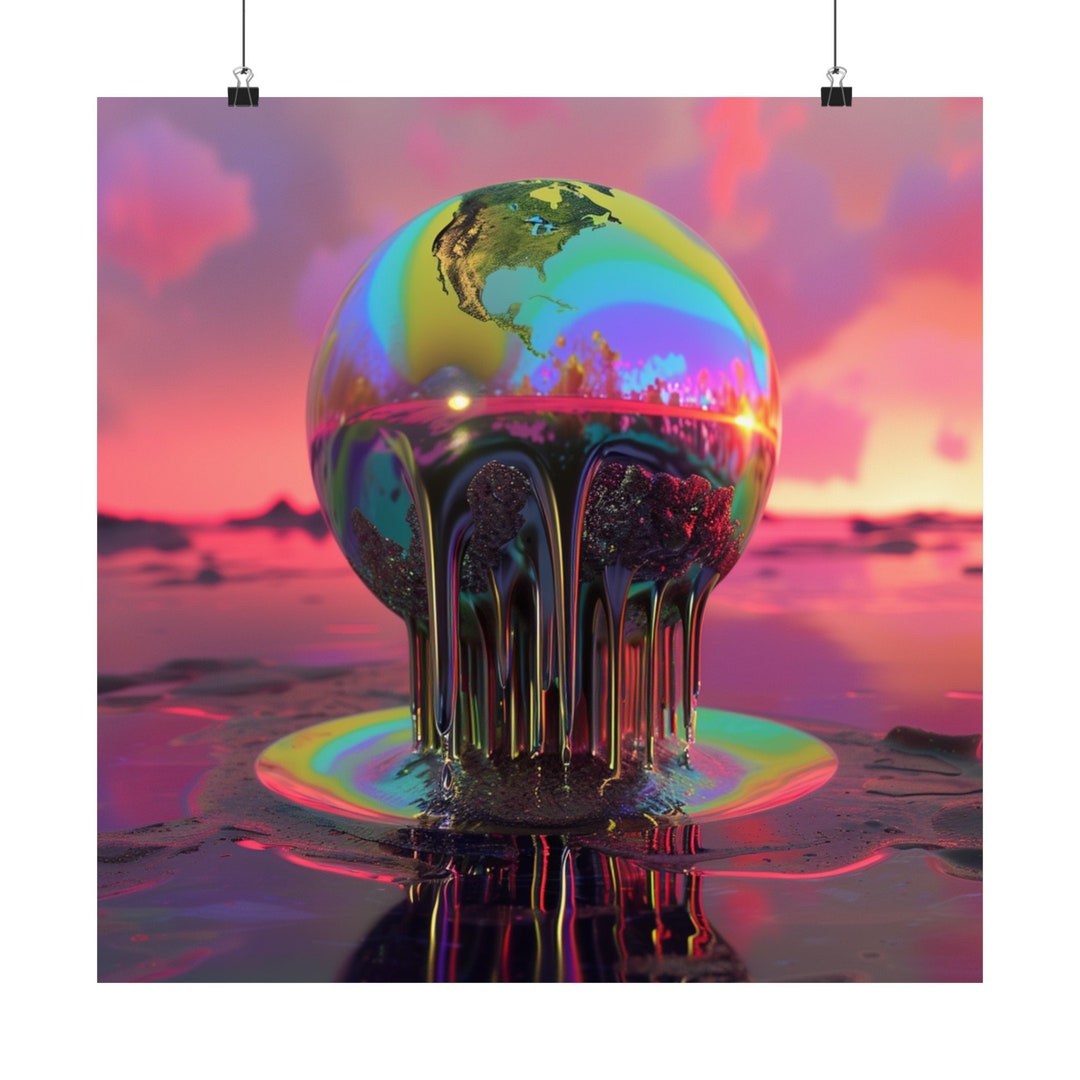 Chrome World | Vaporwave Poster | Neon Wall Art | Y2K Room Decor ...