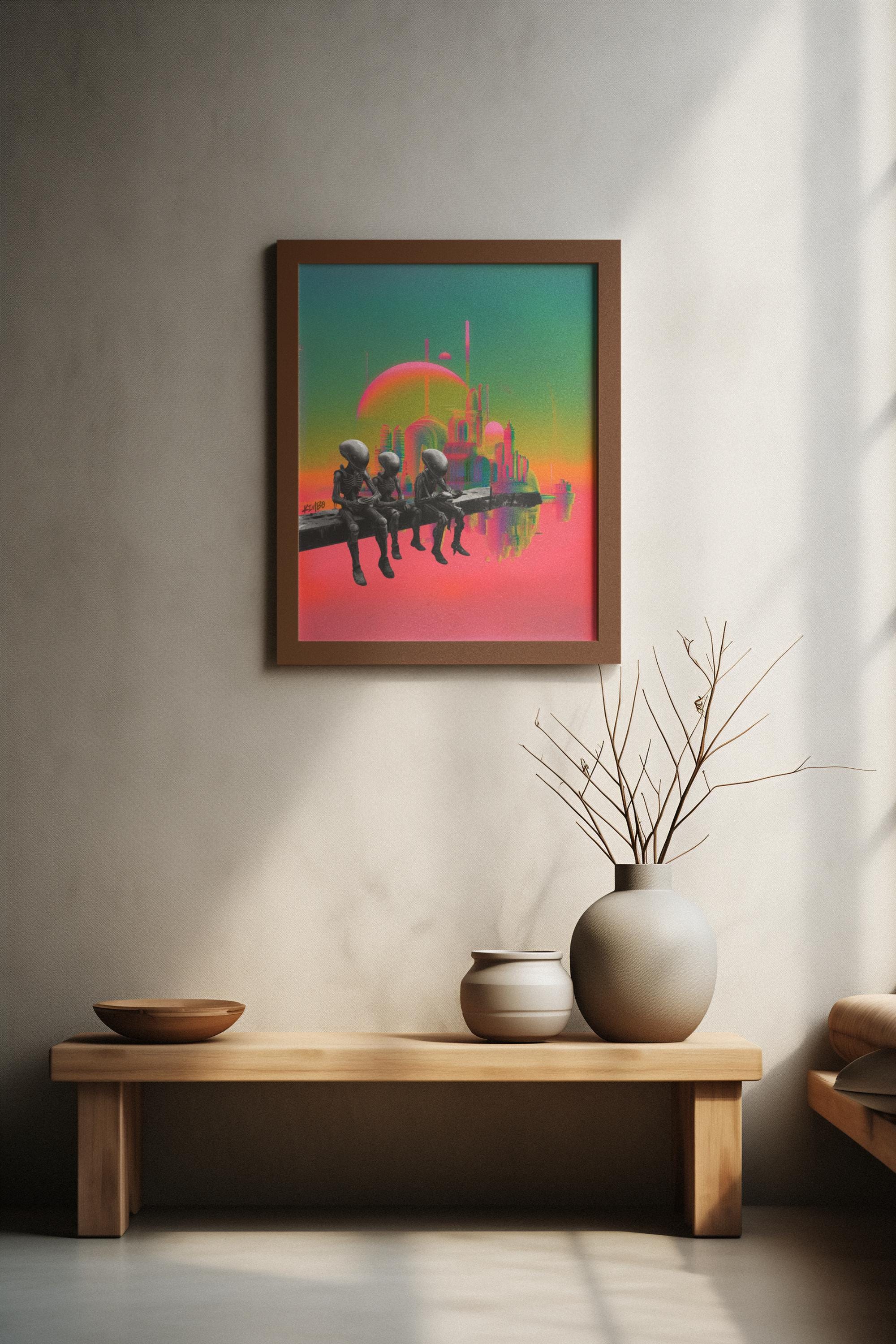 Alien Poster | Alien Art | Weirdcore | Cool Wall Art | Man Cave Art ...