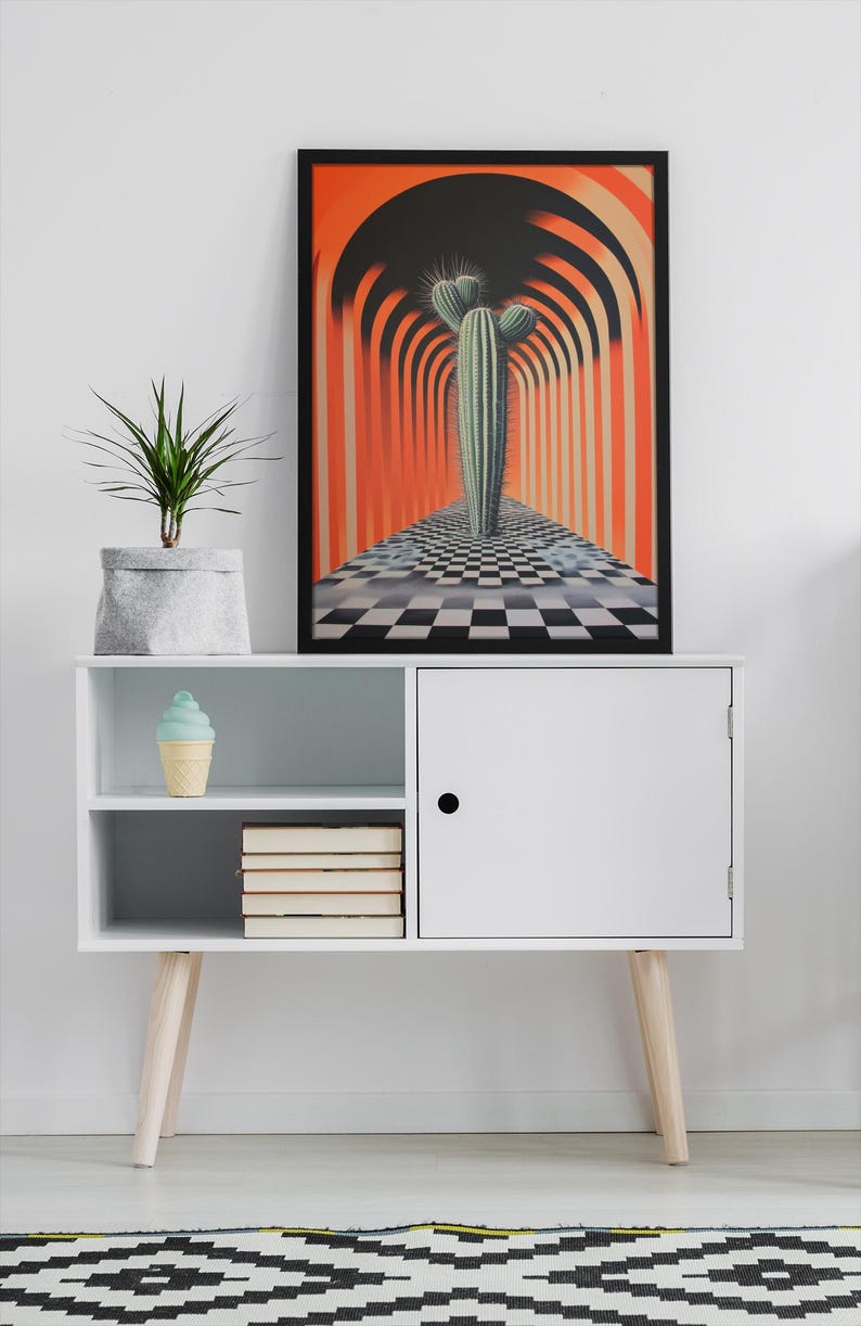 Saguaro Cactus Art | Retro Futuristic Art | Modern Surrealism | Cactus ...
