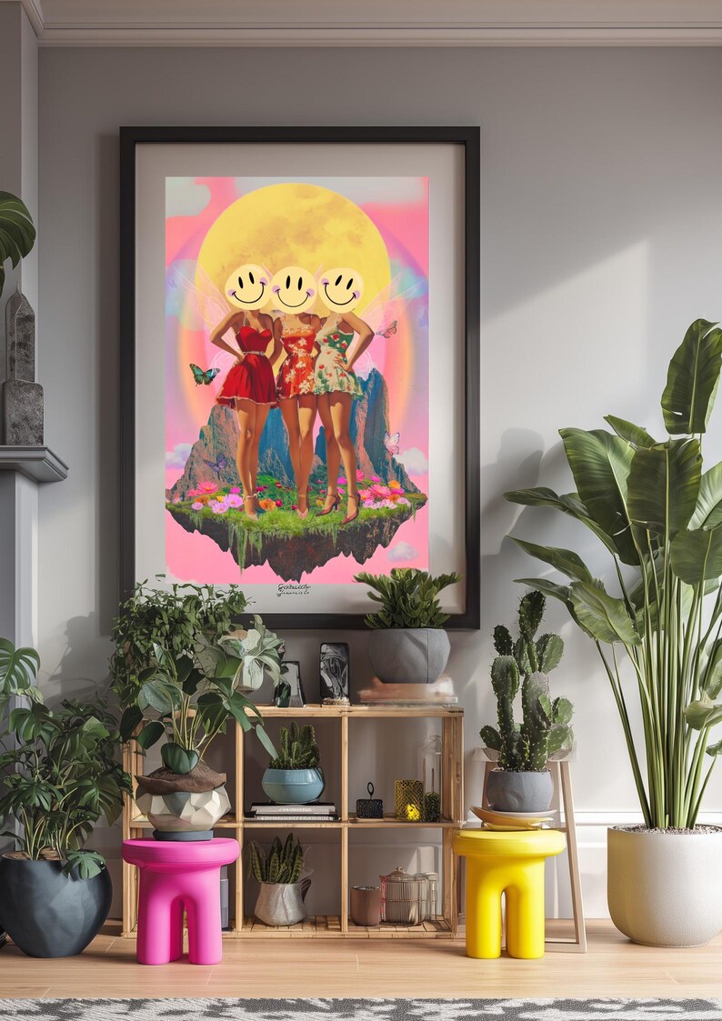 Smiling Friends Happy Face Friendship Art | Whimsical Butterfly Poster ...