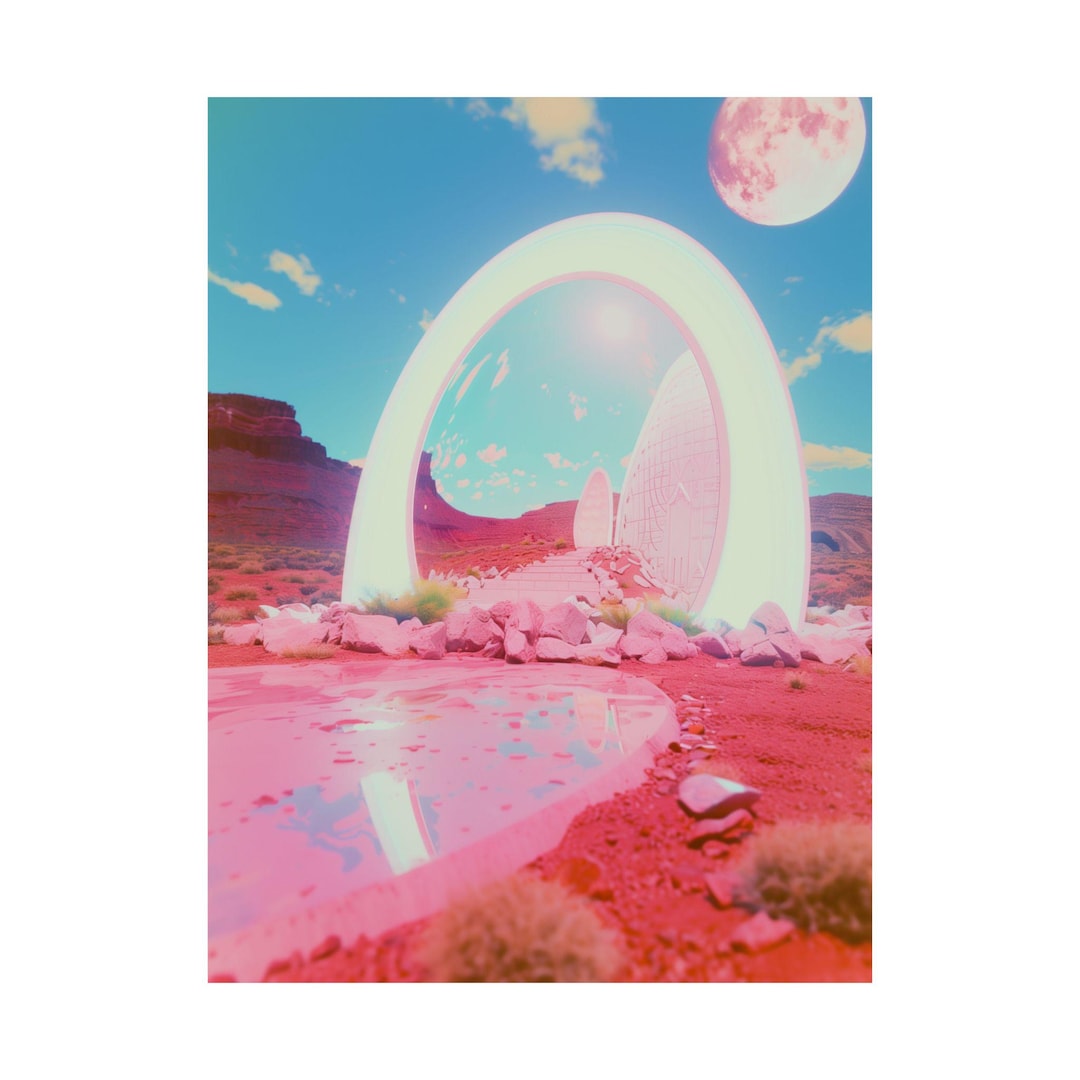 Retro Futurism Art | Pink Portal | Desert Surreal Wall Art | Western ...