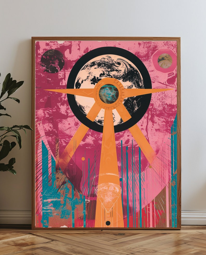 UFO Poster Maximalist Wall Art Spaceship Art Psychedelic Art Collage ...