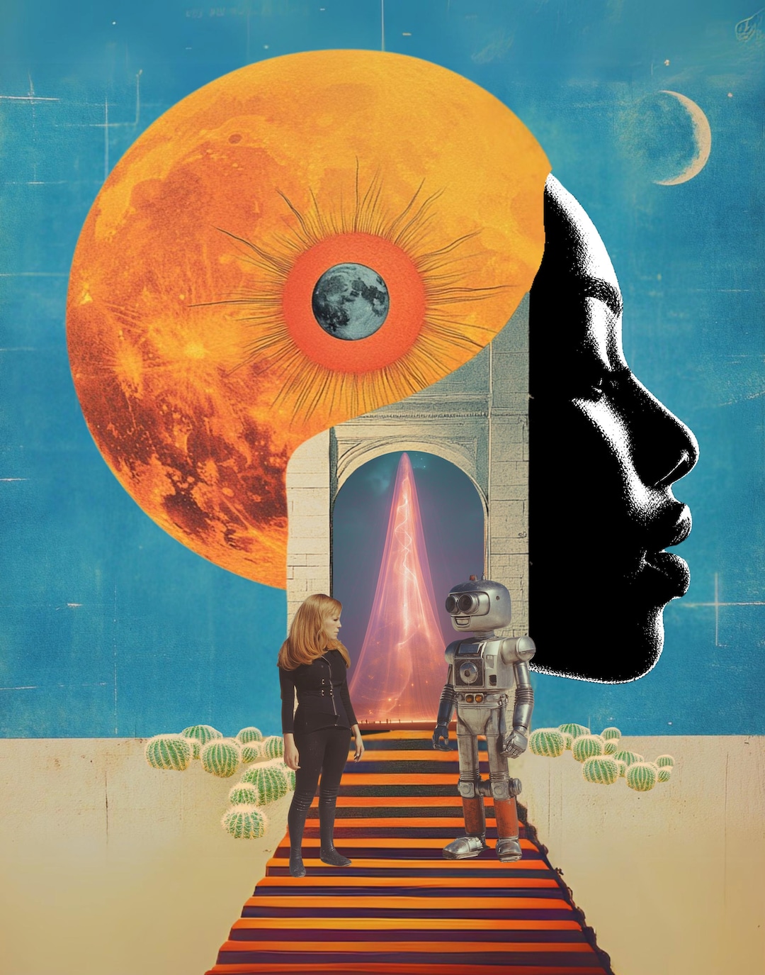 Afrocentric Retro Futurism Art | Desert Art Print | Surreal Robot ...