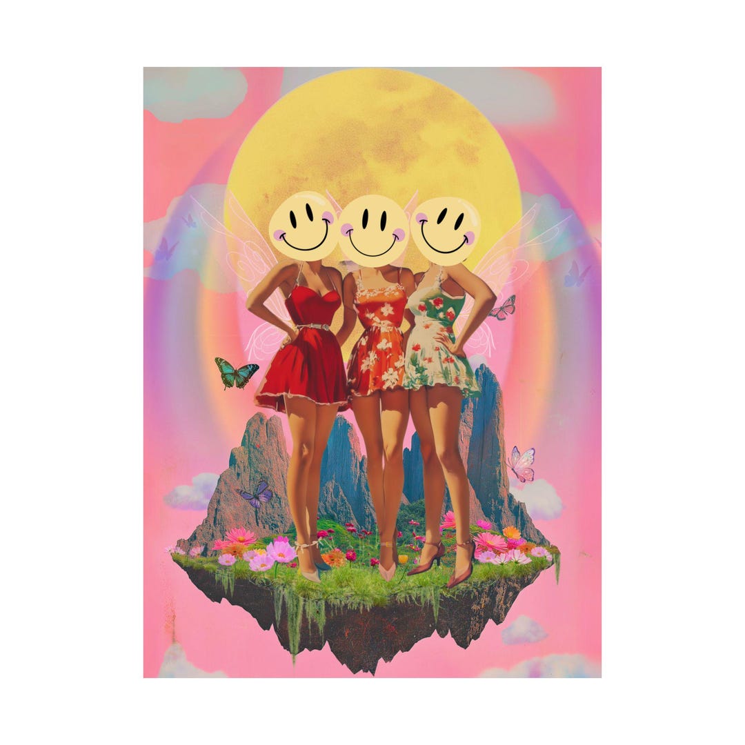 Smiling Friends Happy Face Friendship Art | Whimsical Butterfly Poster ...