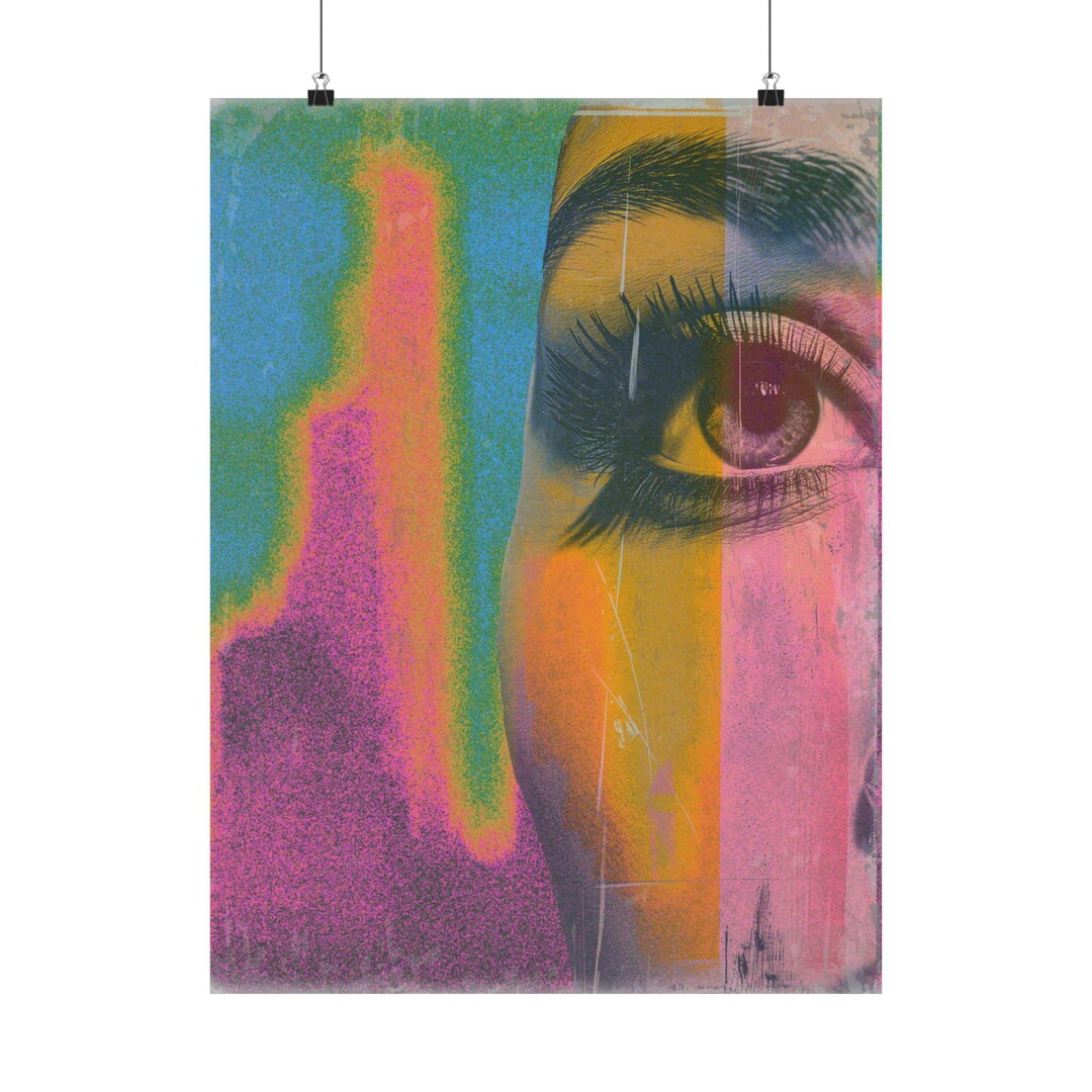 Retro Rainbow Collage Art Print | Girl in Magazine | Cool Girl Wall Art ...