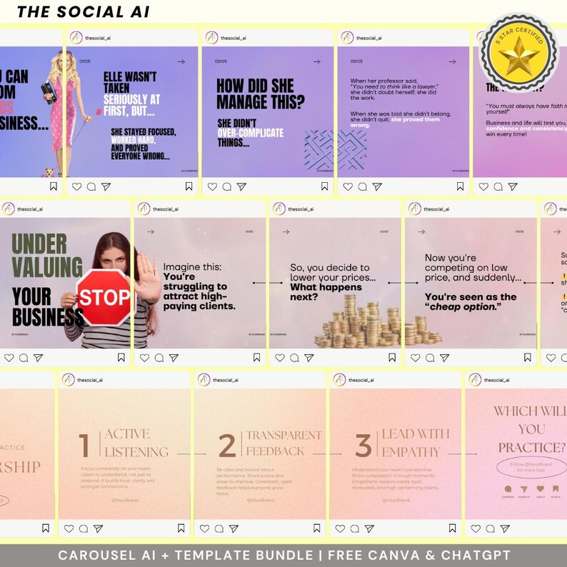 Instagram Carousel Templates With AI | 750+ Canva Posts for Social ...