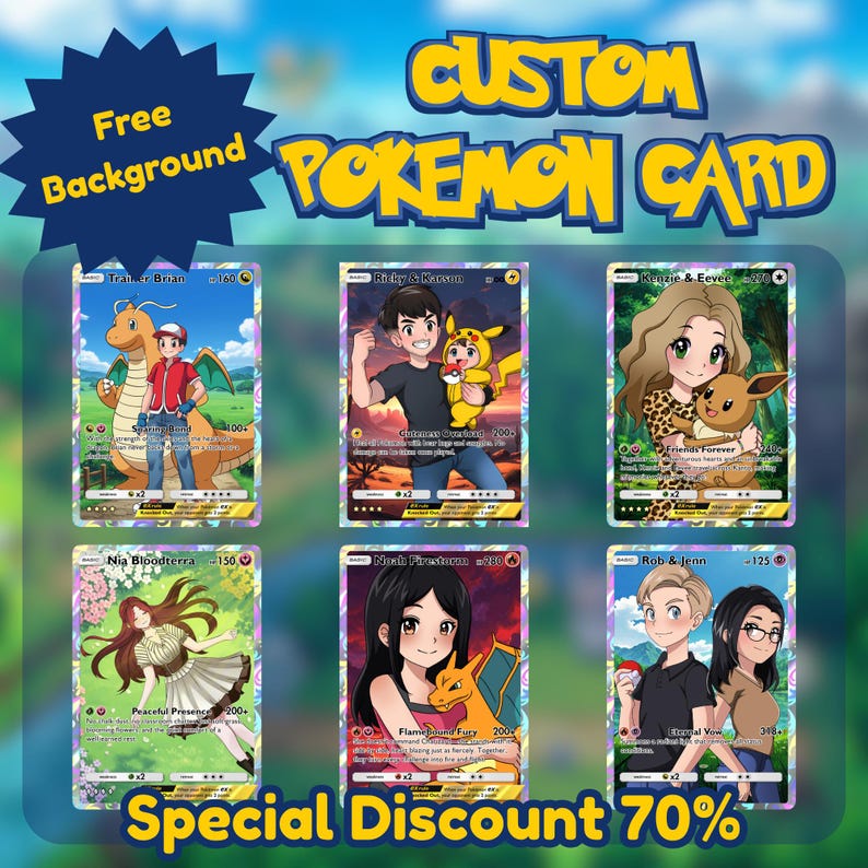 Personalized Poke Full Art Custom Anime Card Custom Trainer & Monster ...