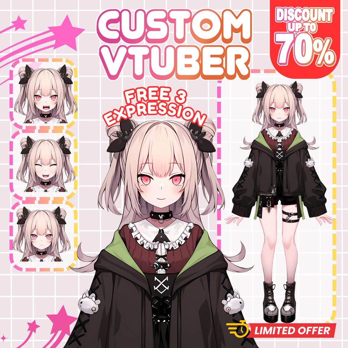 CUSTOM Vtuber Model for Stream Twitch, Live 2D Vtuber Model, Vtuber ...