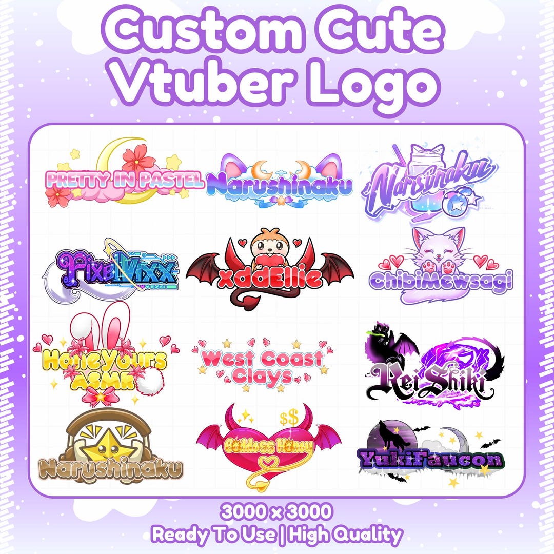 Custom Cute Vtuber Logo for Your Stream, Vtuber, Twitch or Kick ...