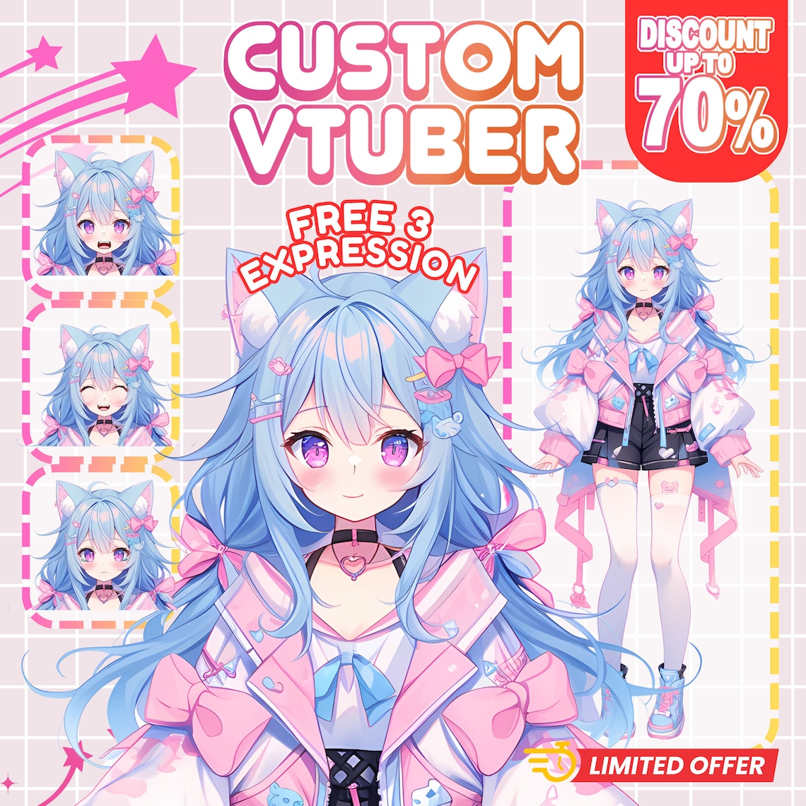 CUSTOM Vtuber Model for Stream Twitch, Live 2D Vtuber Model, Vtuber ...