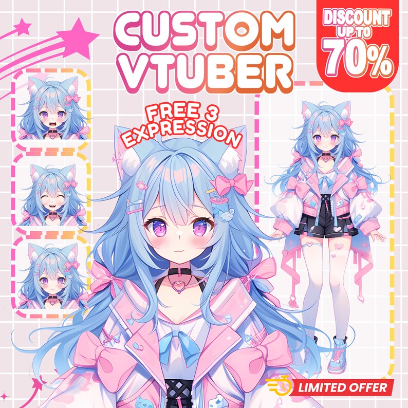 CUSTOM Vtuber Model for Stream Twitch, Live 2D Vtuber Model, Vtuber ...