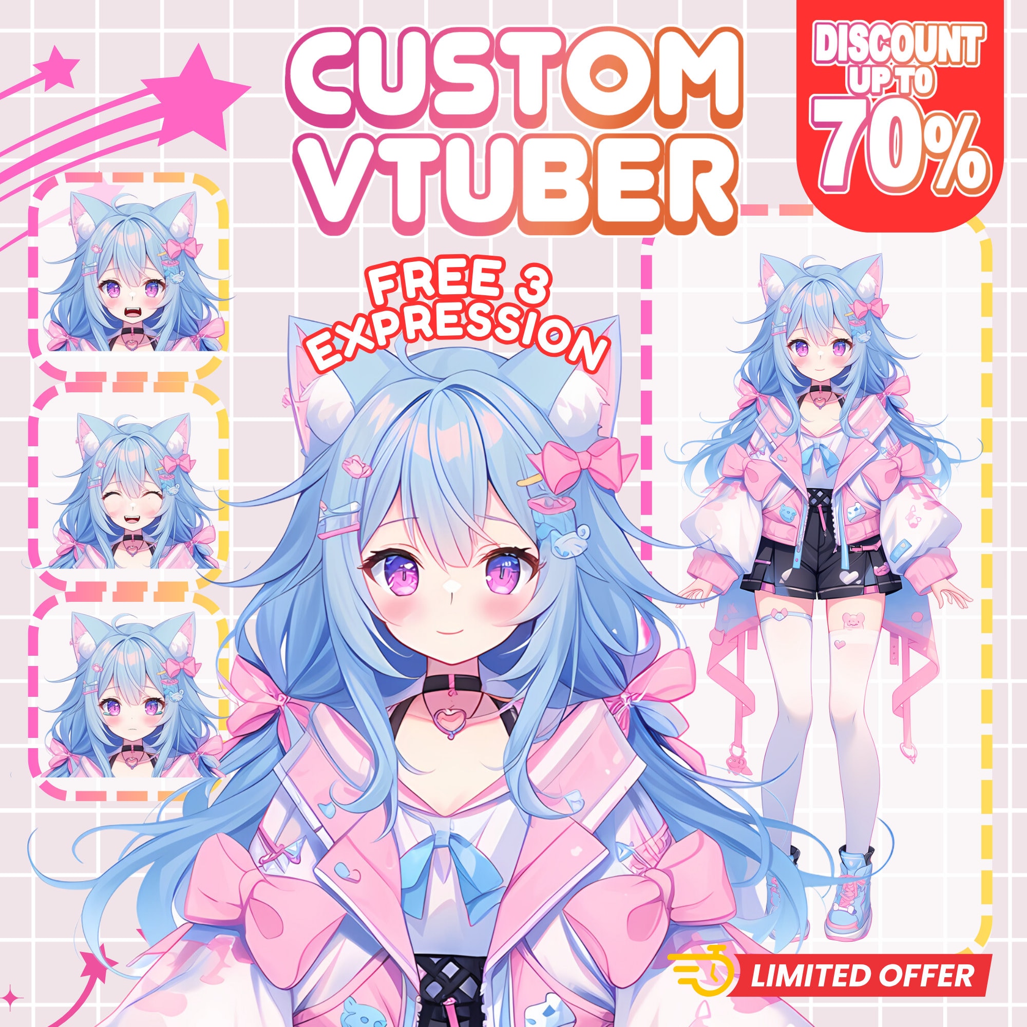 CUSTOM Vtuber Model for Stream Twitch, Live 2D Vtuber Model, Vtuber Design, Vtuber Assets ...
