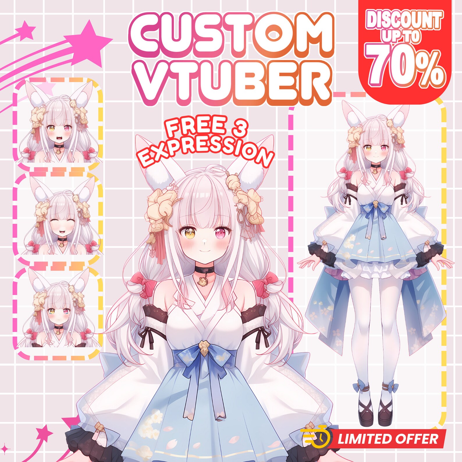 CUSTOM Vtuber Model for Stream Twitch, Live 2D Vtuber Model, Vtuber ...