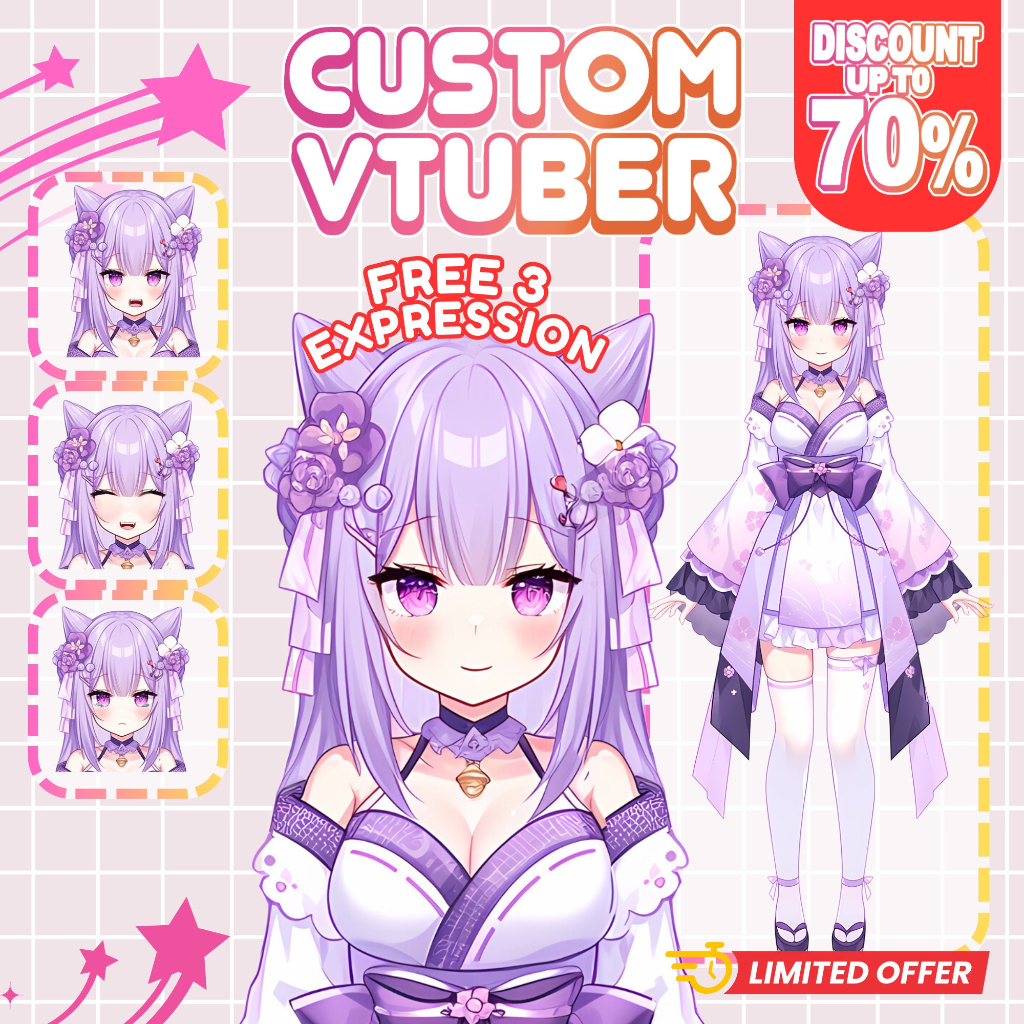 CUSTOM Vtuber Model for Stream Twitch, Live 2D Vtuber Model, Vtuber ...