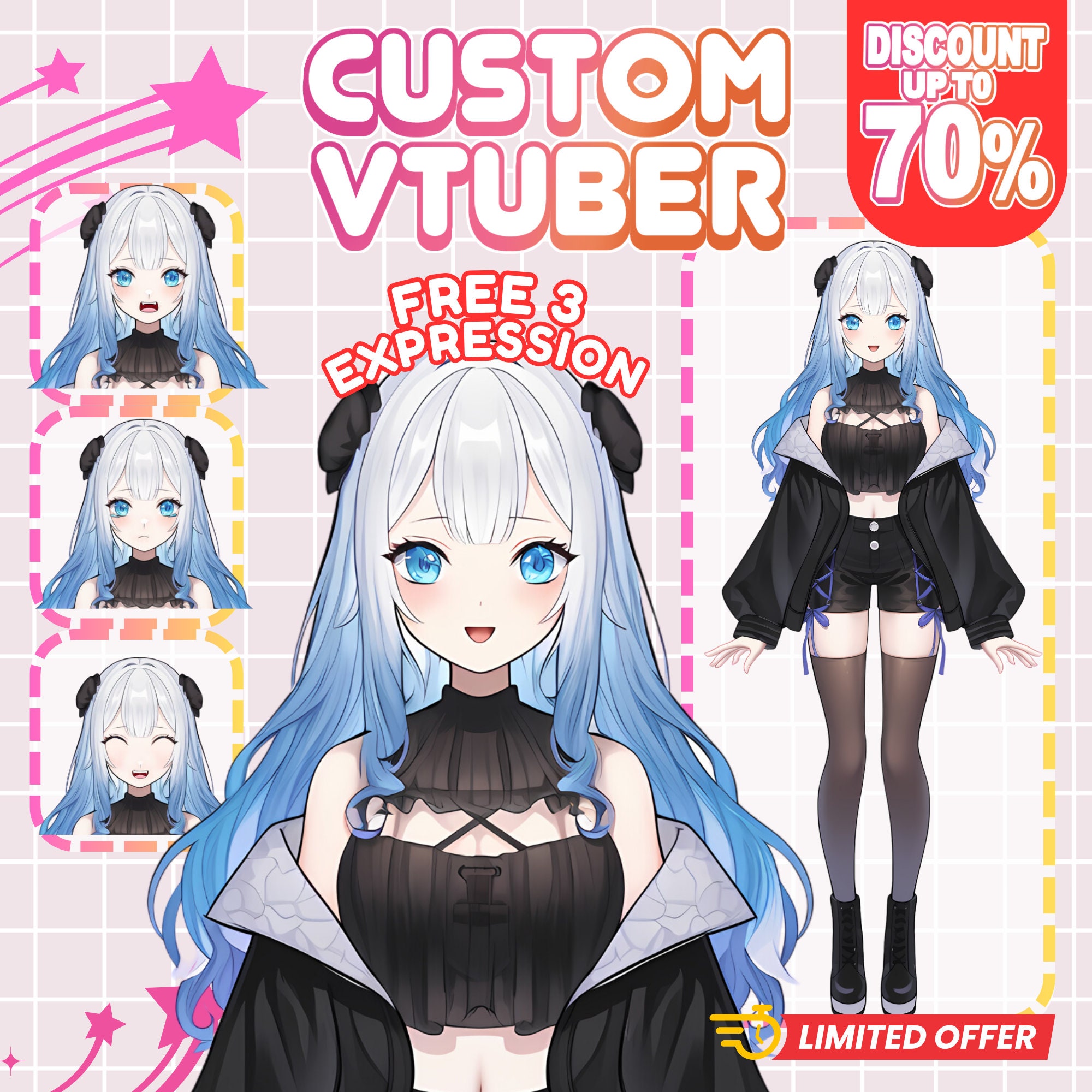 CUSTOM Vtuber Model for Stream Twitch, Live 2D Vtuber Model, Vtuber ...