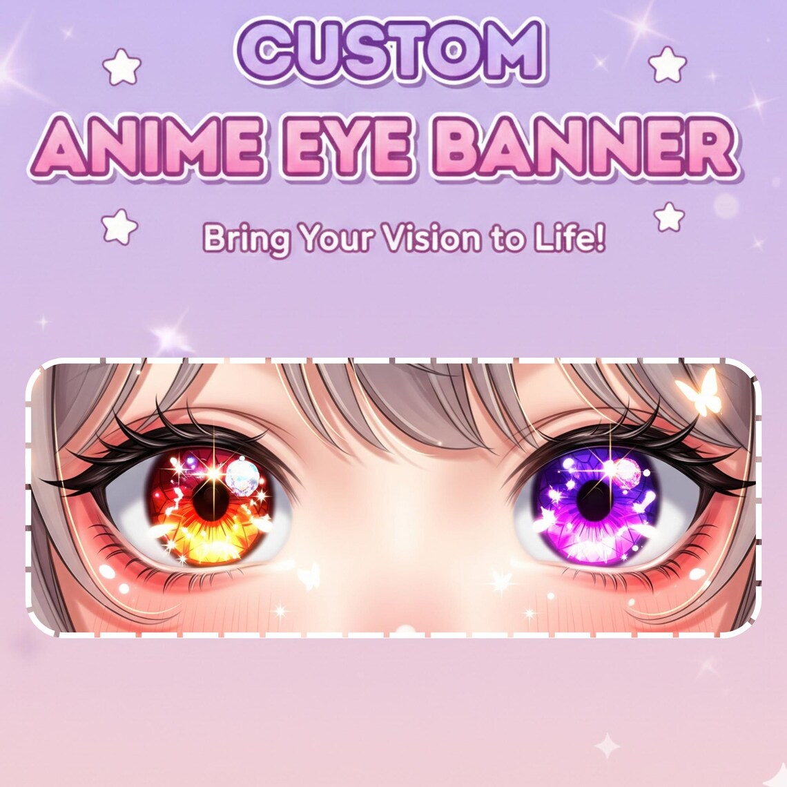 Custom Anime Eyes Banner: Twitch, Youtube, Discord Vtuber Design - Etsy