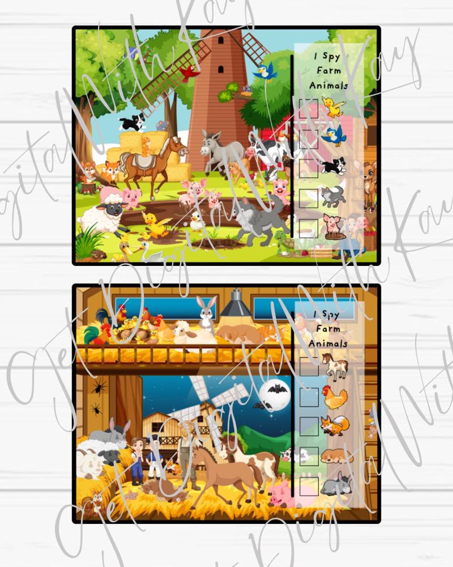 Farm Animals I Spy Game: Printable Learning Activity Set (digital ...