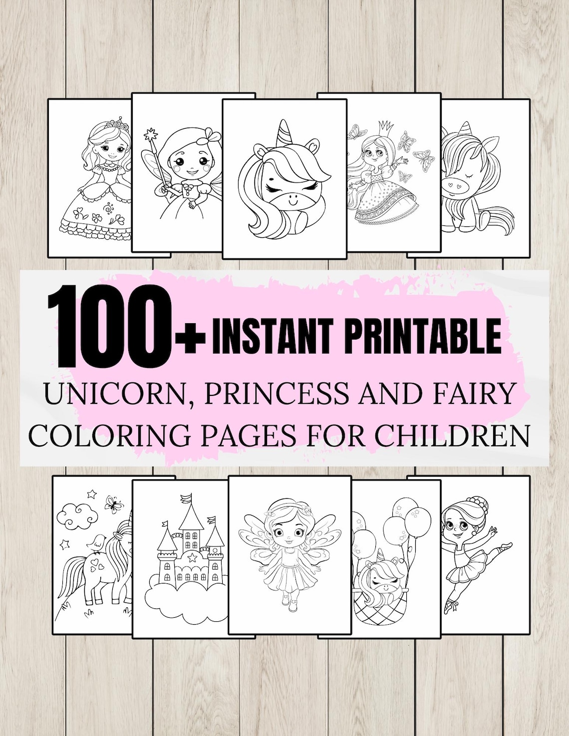 100+ Unicorn, Princess and Fairy Coloring Pages | Instant Digital ...