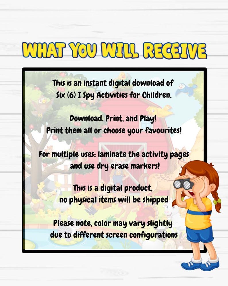 Farm Animals I Spy Game: Printable Learning Activity Set (digital ...