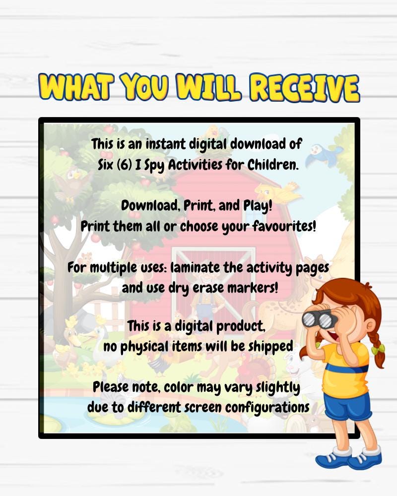 Farm Animals I Spy Game: Printable Learning Activity Set (digital ...