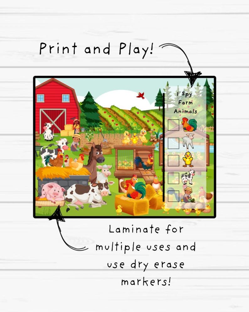 Farm Animals I Spy Game: Printable Learning Activity Set (digital ...