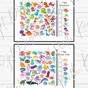 I Spy Activity Set: Monsters, Ocean, Dinosaurs (digital Download) - Etsy
