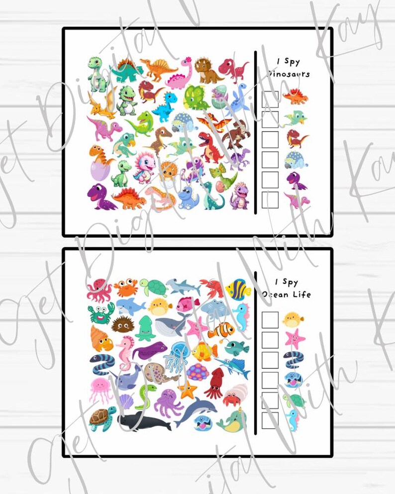 I Spy Activity Set: Monsters, Ocean, Dinosaurs (digital Download) - Etsy