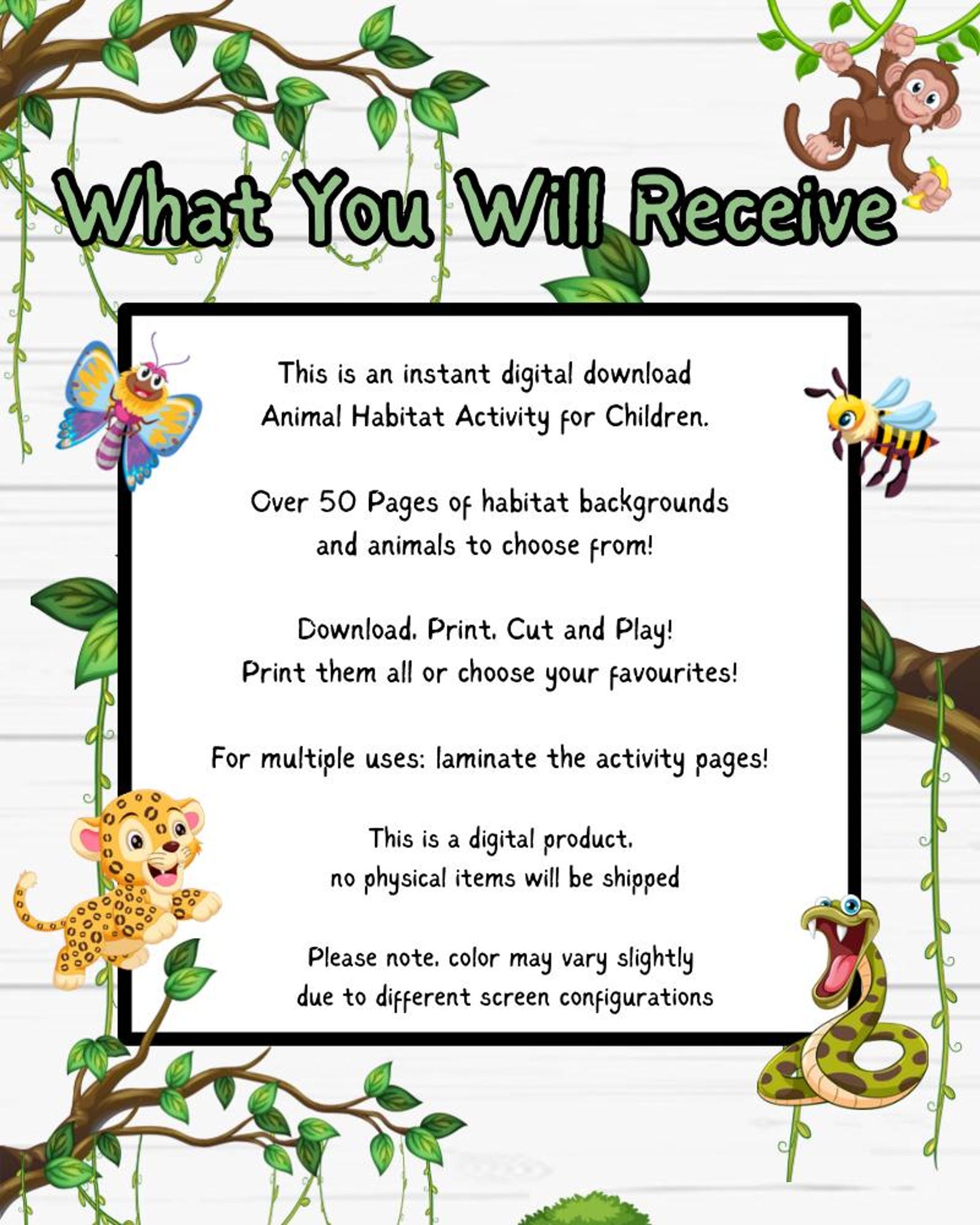 Animal Habitat Activity: Printable Learning Backgrounds (digital ...