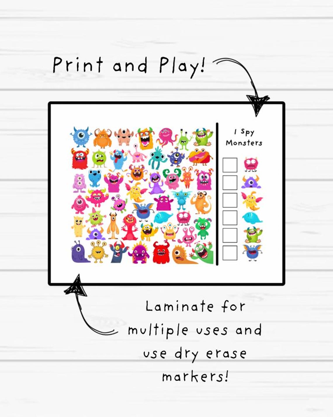 I Spy Activity Set: Monsters, Ocean, Dinosaurs (digital Download) - Etsy