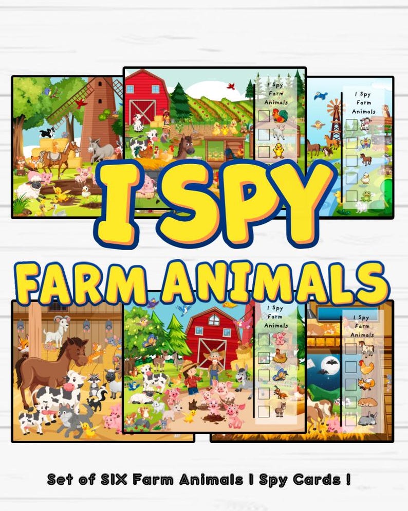 Farm Animals I Spy Game: Printable Learning Activity Set (digital ...