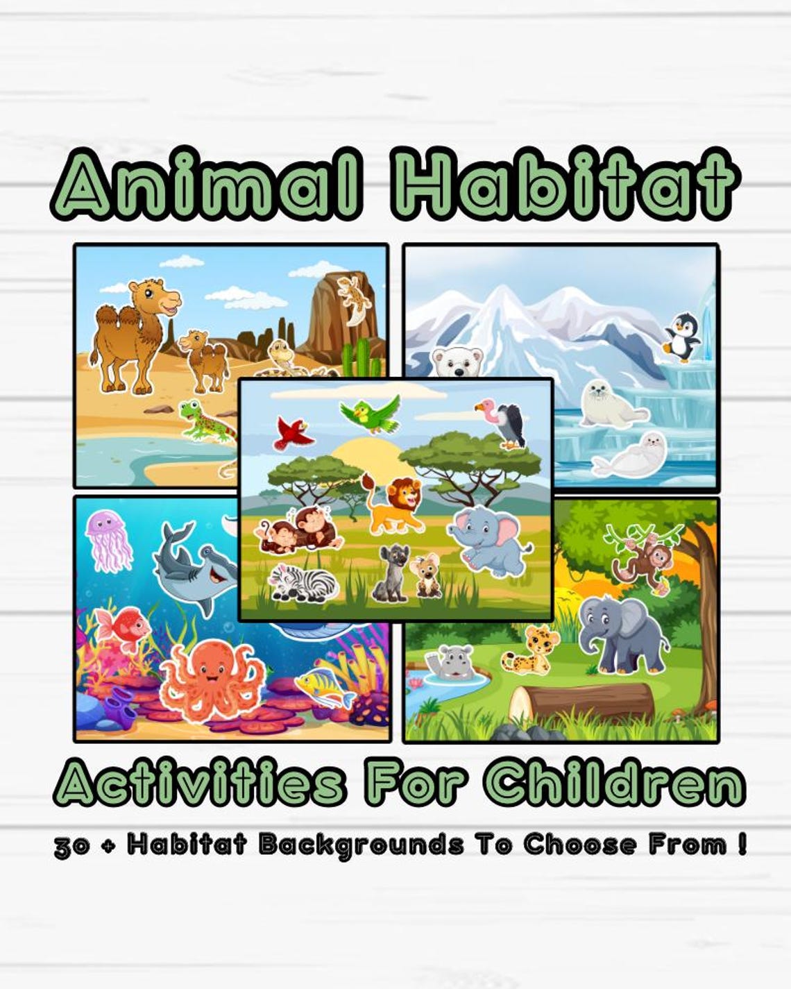 Animal Habitat Activity: Printable Learning Backgrounds (digital ...