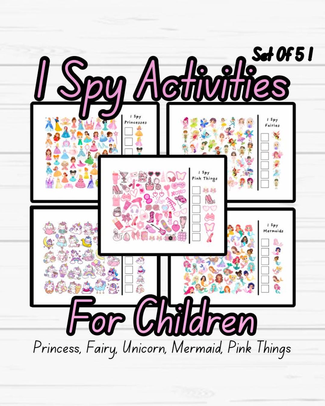 I Spy Activity Set: Mermaid, Unicorn, Princess, Fairy (digital Download ...