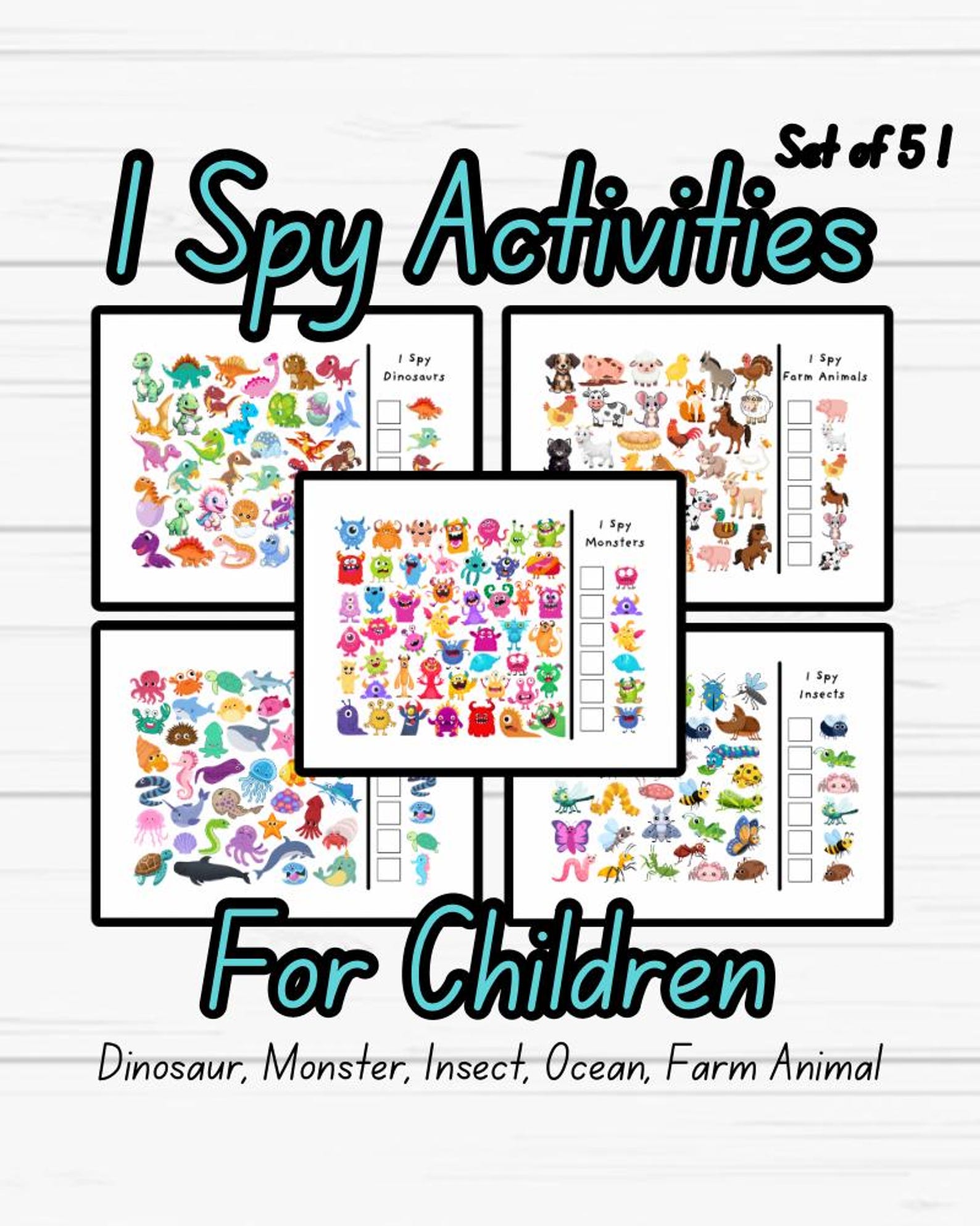I Spy Activity Set: Monsters, Ocean, Dinosaurs (digital Download) - Etsy