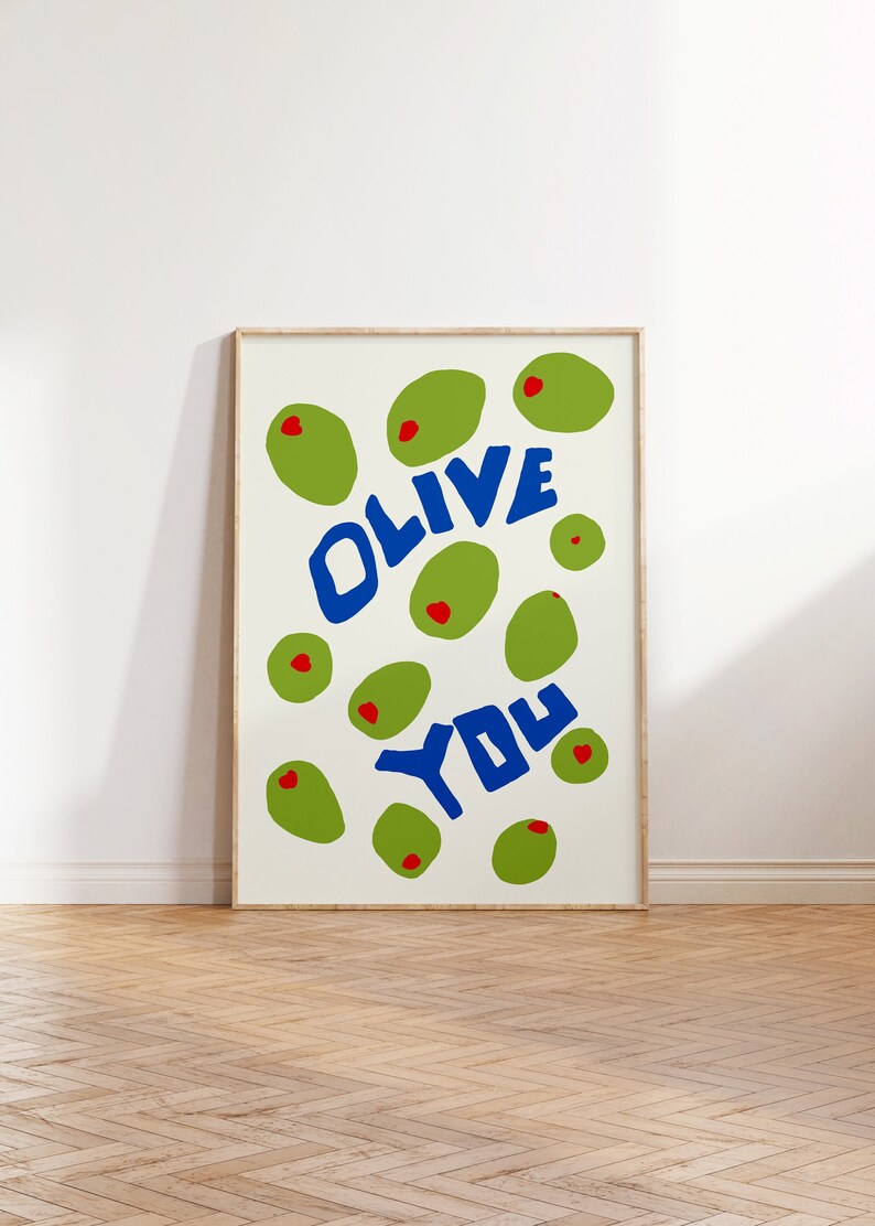 Olive Print Aesthetic Kitchen Decor Retro Poster Trendy Wall Art ...